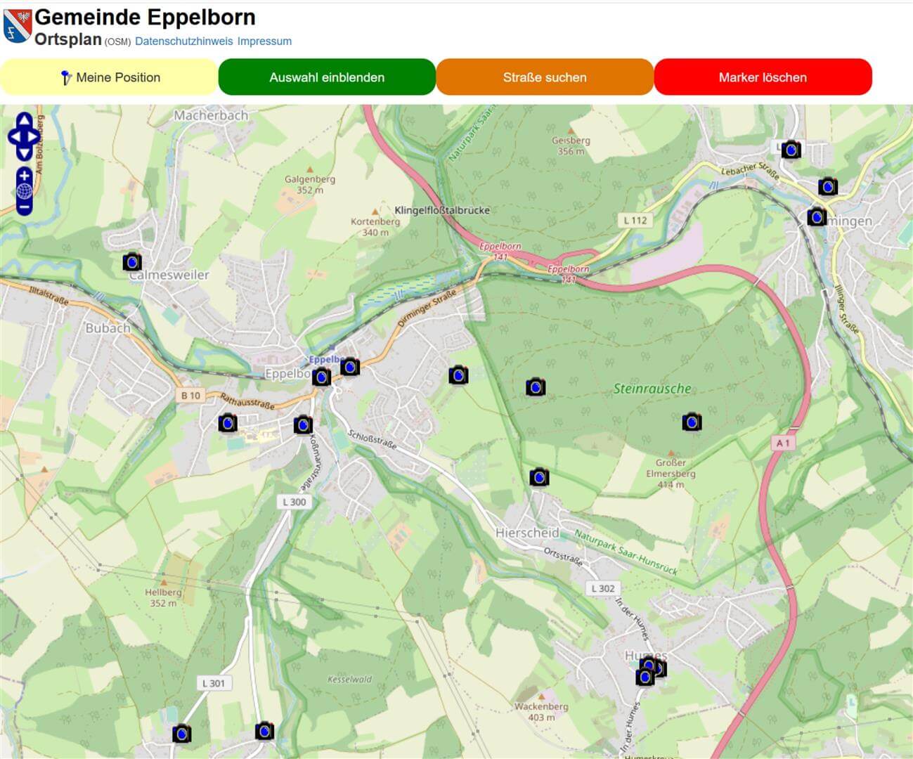 Ortskarte mit Infos zu den Sehenswertem - Gemeinde Eppelborn